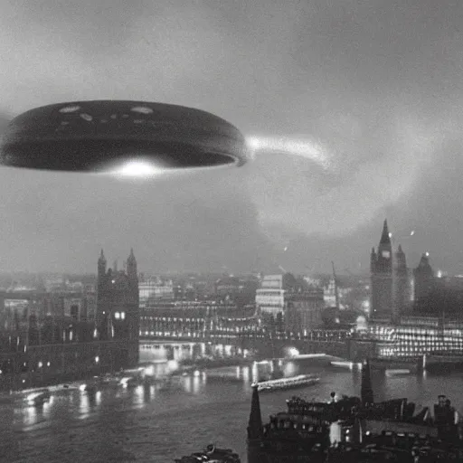 London under attack by UFOs, Second World War, black | Stable Diffusion ...