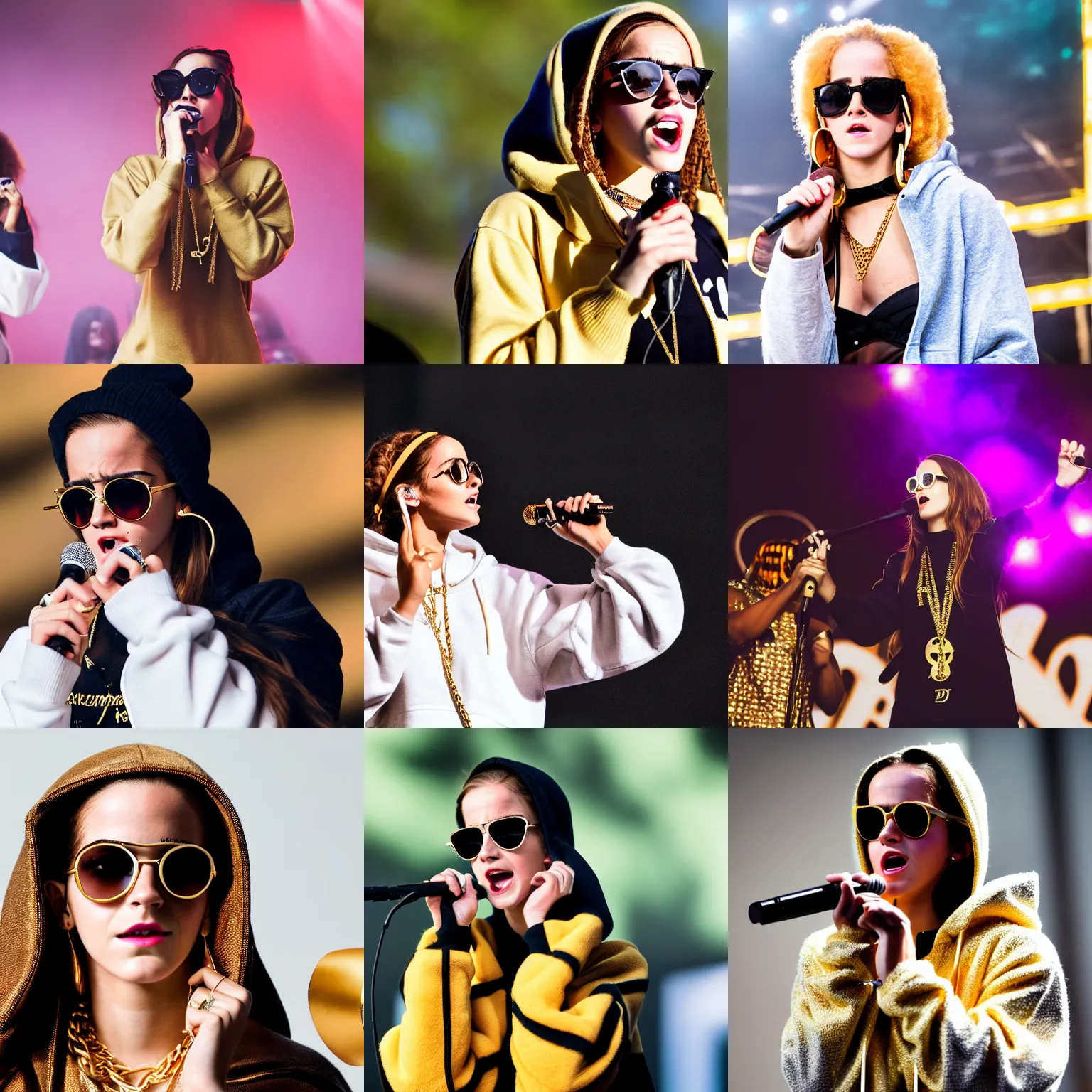 angry full body Emma Watson singing on rap concert | Stable Diffusion ...