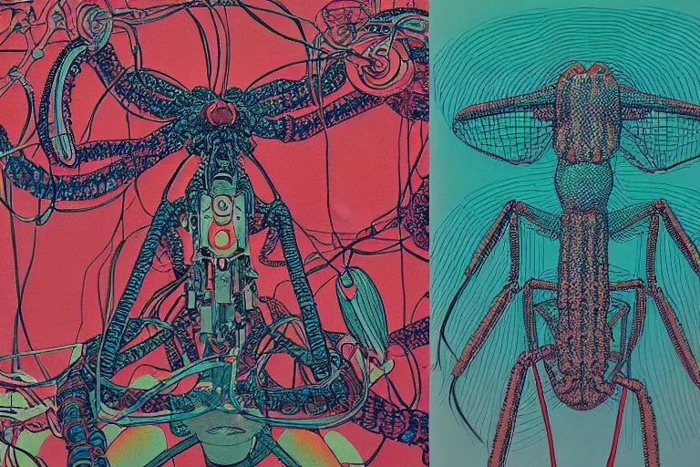 risograph grainy drawing vintage sci - fi, satoshi kon | Stable ...