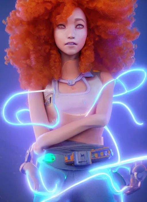 glowwave portrait of curly orange hair girls made of | Stable Diffusion ...