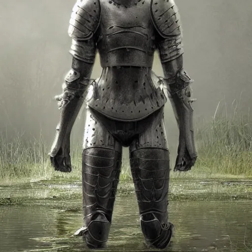 female knight treking in the swamp, dressed, blonde | Stable Diffusion ...