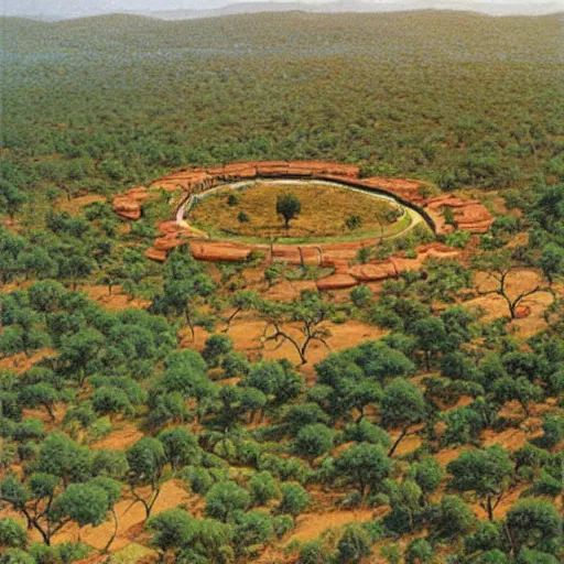 an oblique aerial view of ancient great zimbabwe | Stable Diffusion ...