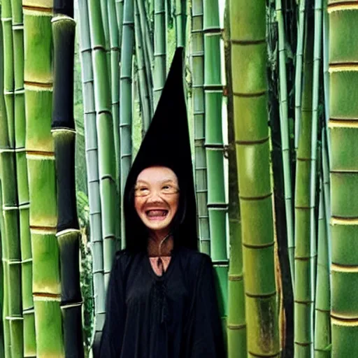 a witch with a bamboo head standing in front of a | Stable Diffusion ...