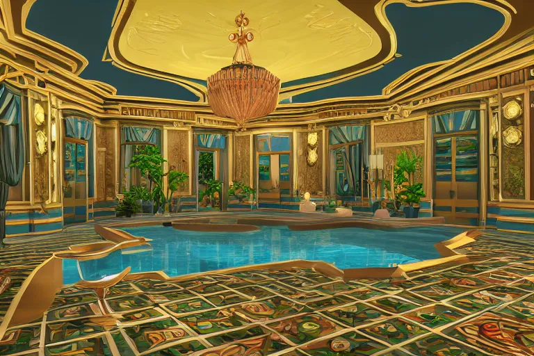 sims 4 mansion, art deco, neo - futurist, maximalist, | Stable Diffusion