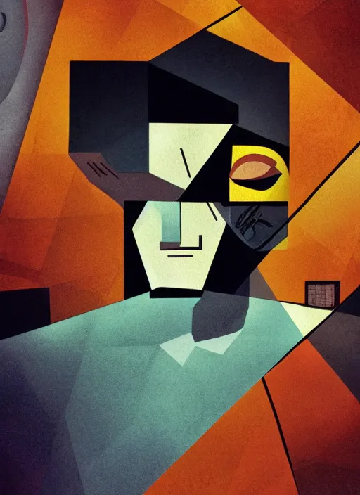 A sad cubist young man in the Halls of Space; concept | Stable ...