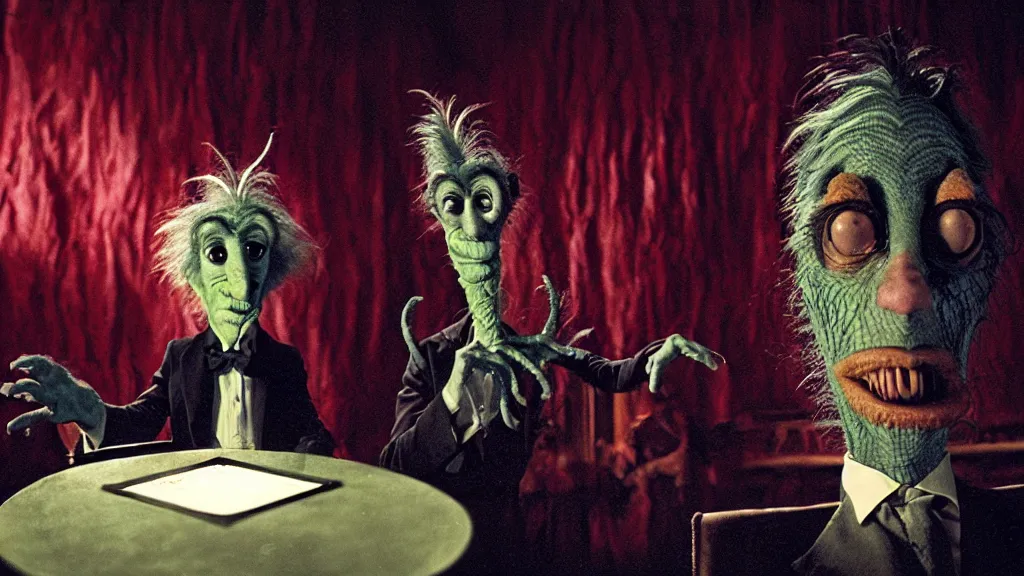 the strange creature at the magic show, film still | Stable Diffusion ...