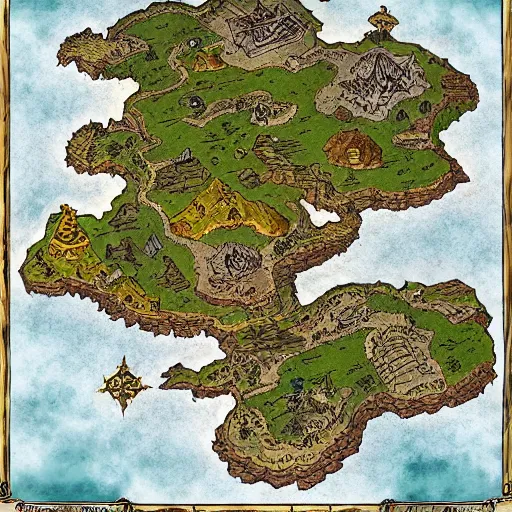 DND fantasy world map, isometric, fantasy world map | Stable Diffusion