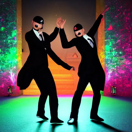 two secret service agents dancing at a rave, ultra | Stable Diffusion ...
