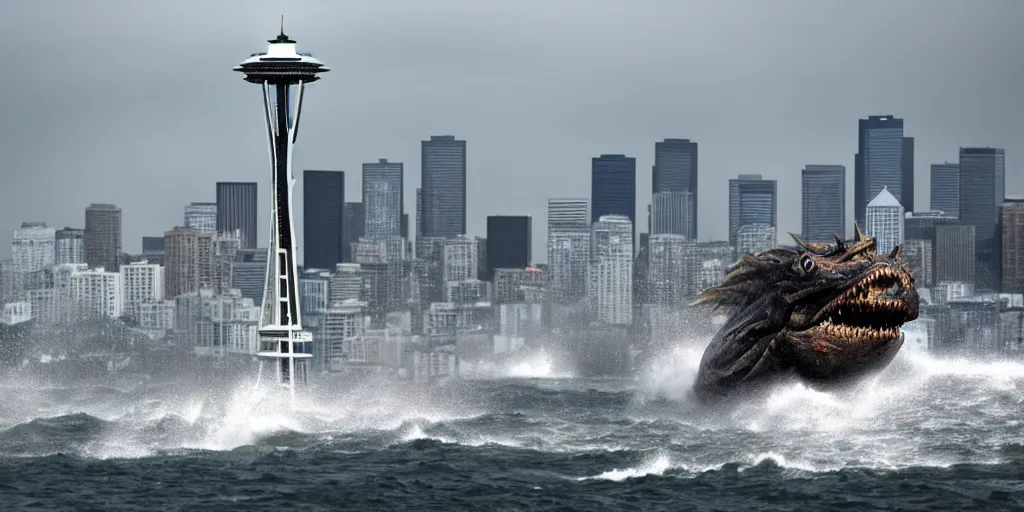 seattle being destroyed by a sea monster | Stable Diffusion | OpenArt