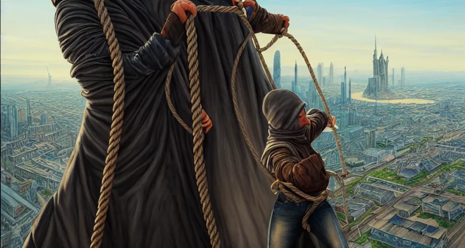 landscape painting of a hooded thief in leathers using | Stable ...