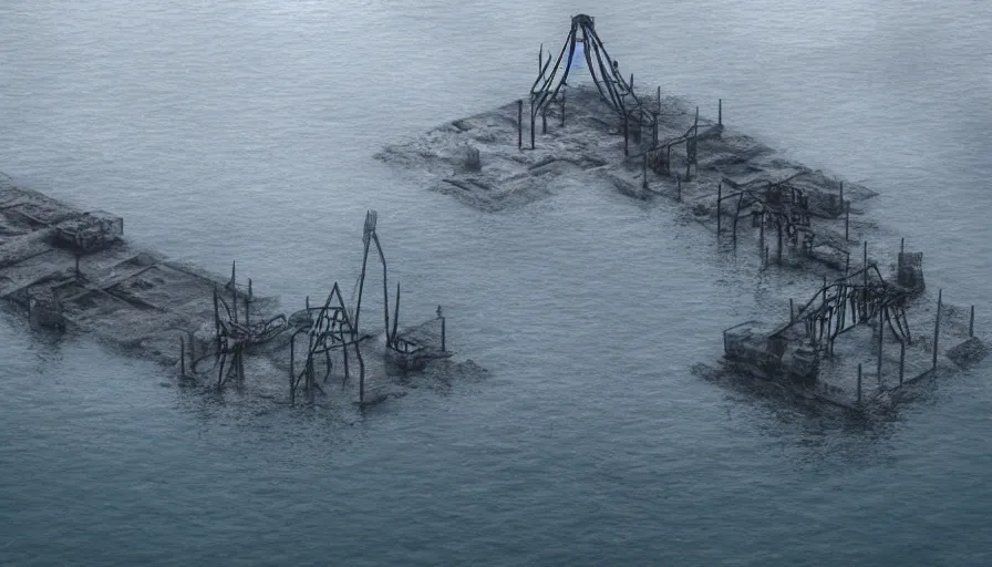 Big budget horror movie, undersea structure seen from | Stable ...