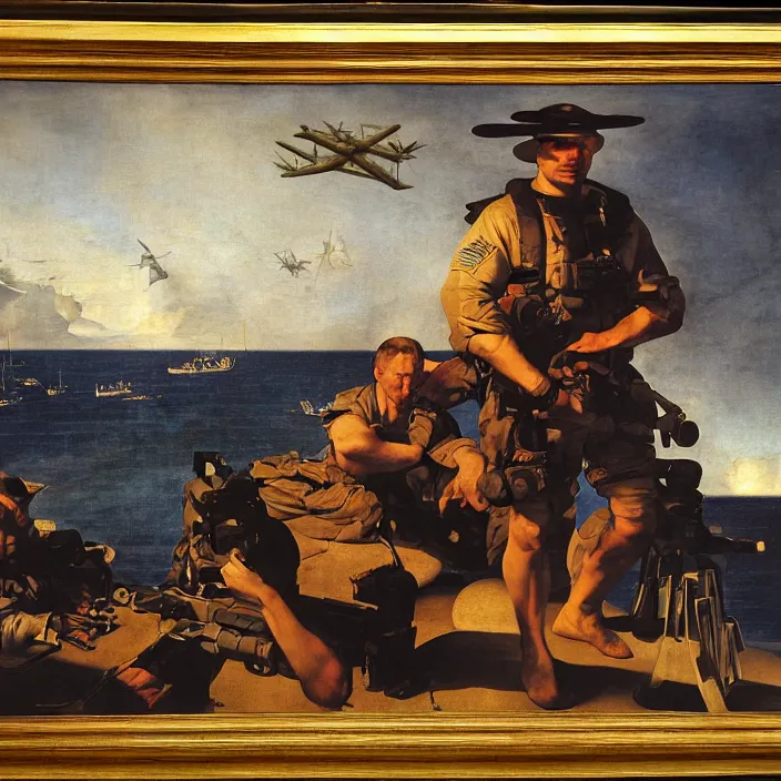 a us navy seal on aircraft carrier, fine art portrait | Stable ...