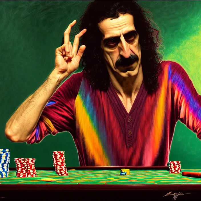 bright psychedelic portrait of frank zappa playing | Stable Diffusion ...