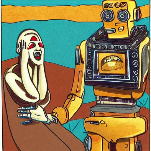 Artist screaming at a robot | Stable Diffusion | OpenArt
