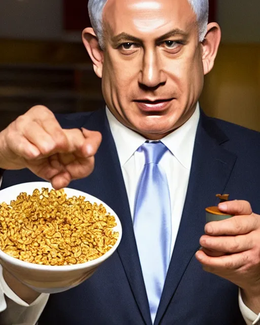 benjamin netanyahu breakfast cereal product photo | Stable Diffusion ...