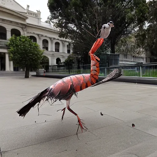 mutant shrimp fighting a pigeon in front of Canberra | Stable Diffusion ...