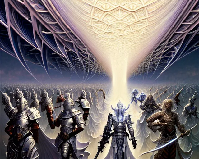 a sprawling army of white light knights and the | Stable Diffusion ...