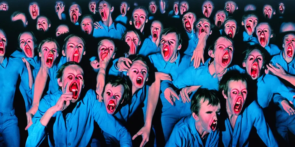 full body portrait of people screaming with demons red | Stable ...