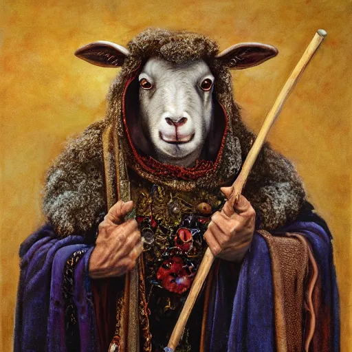 Oil painting portrait of a sheep who is a wizard | Stable Diffusion ...