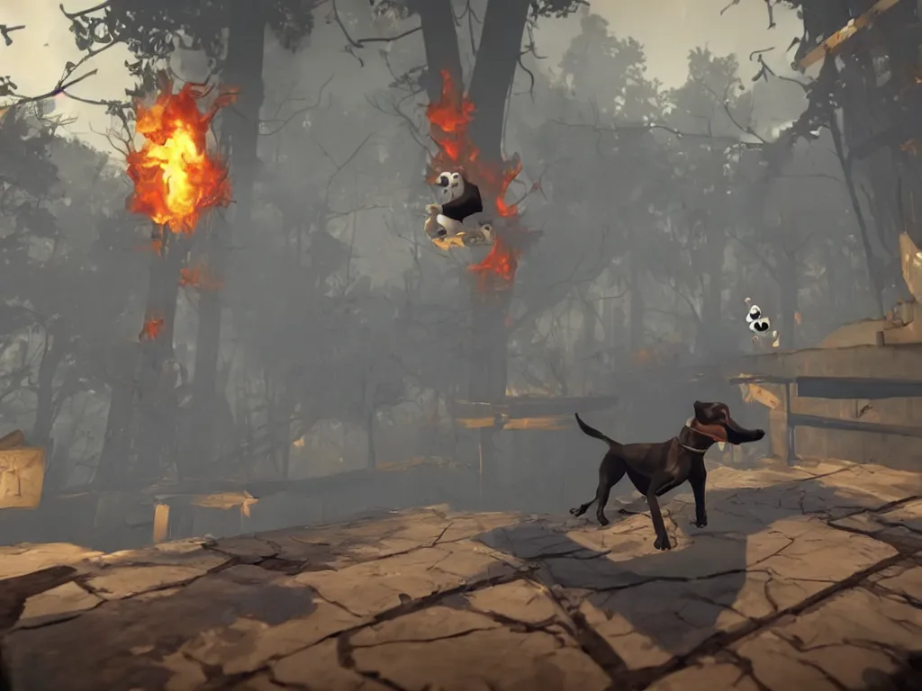 a scared dog escaping a dramatic wildfire featured in | Stable ...