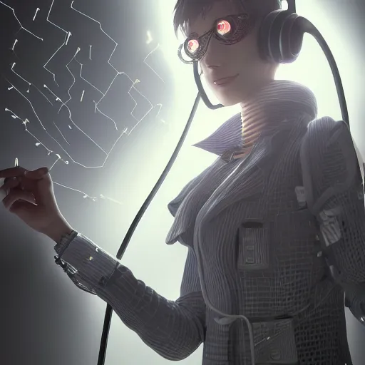 rpg character concept art, modular synth musician | Stable Diffusion