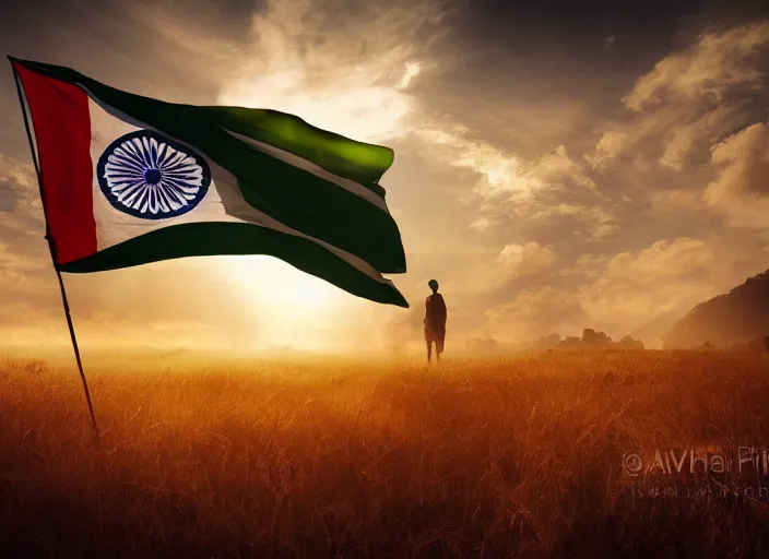 indian flag fluttering in the wind, epic scene, | Stable Diffusion ...
