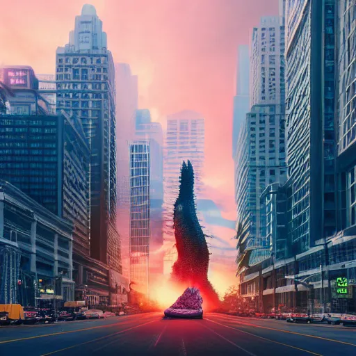 godzilla at portage and main, photorealistic, | Stable Diffusion | OpenArt