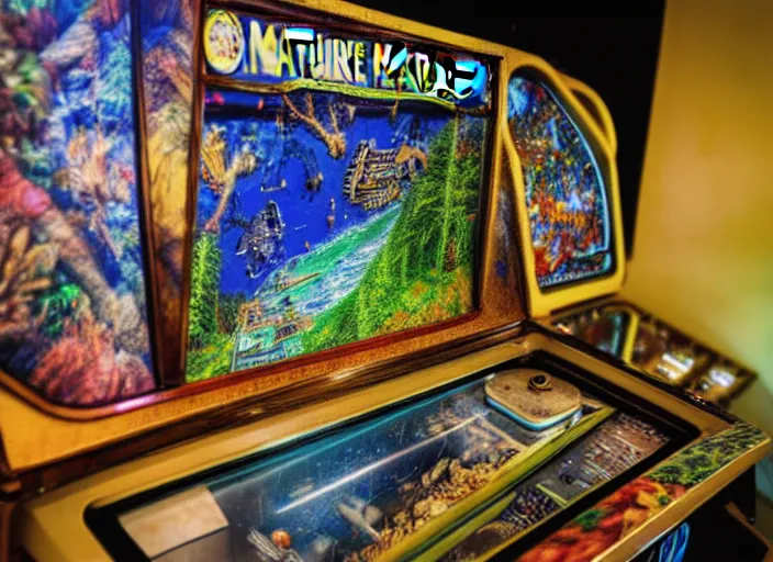 nature photography of a pinball machine in it's | Stable Diffusion ...