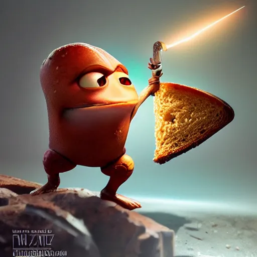 battle toast, a slice of toasted bread with a face, | Stable Diffusion ...