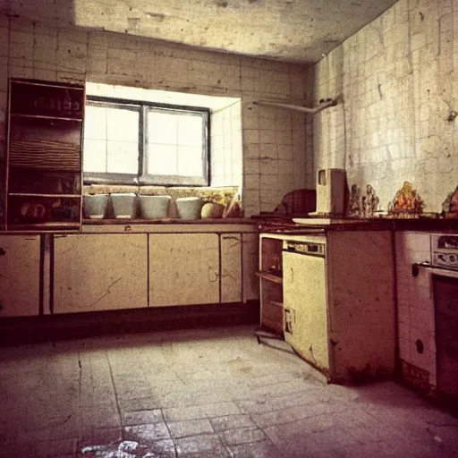 typical soviet kitchen, vintage still, mild colours, ( | Stable Diffusion