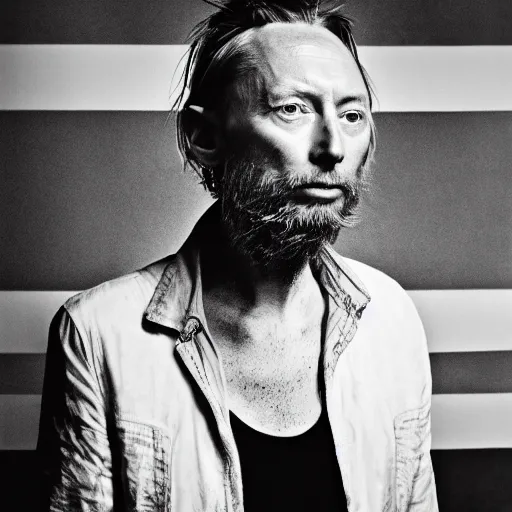 Thom Yorke singer songwriter long beard, a photo by | Stable Diffusion | OpenArt