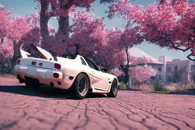 borderlands style cel-shaded white Mazda rx-7, pop up | Stable ...