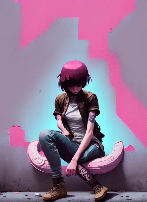 highly detailed matte painting, of punk girl sitting | Stable Diffusion ...