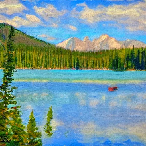 an impressionist painting of Redfish Lake Idaho | Stable Diffusion ...