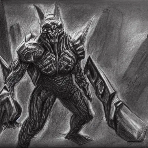 concept art of monster from quake 2 video game, pencil | Stable Diffusion