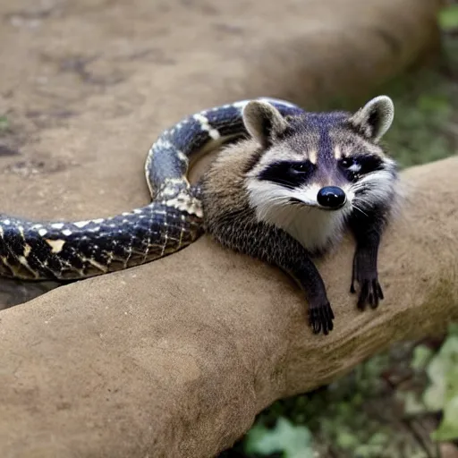 photo of a hybrid between a snake and a raccoon | Stable Diffusion