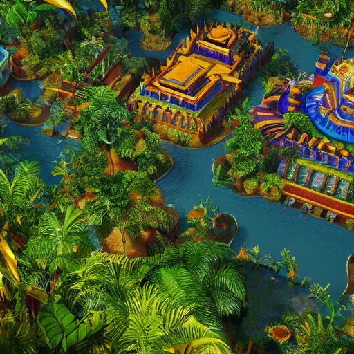 a lush golden aztec city sits in the the heart of the | Stable ...