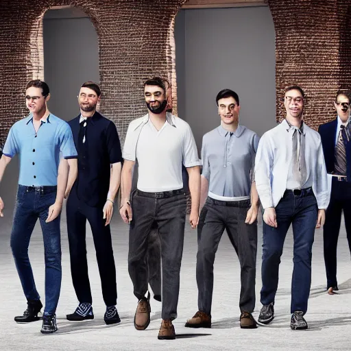 a group of mens wearing modern clothes in the | Stable Diffusion | OpenArt