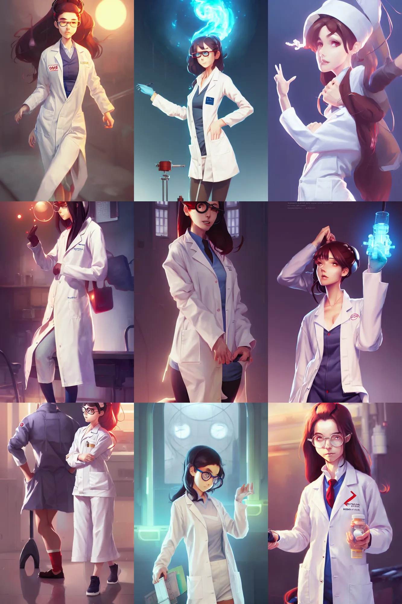 attractive scientist girl in the labcoat, by tsuaii | Stable Diffusion