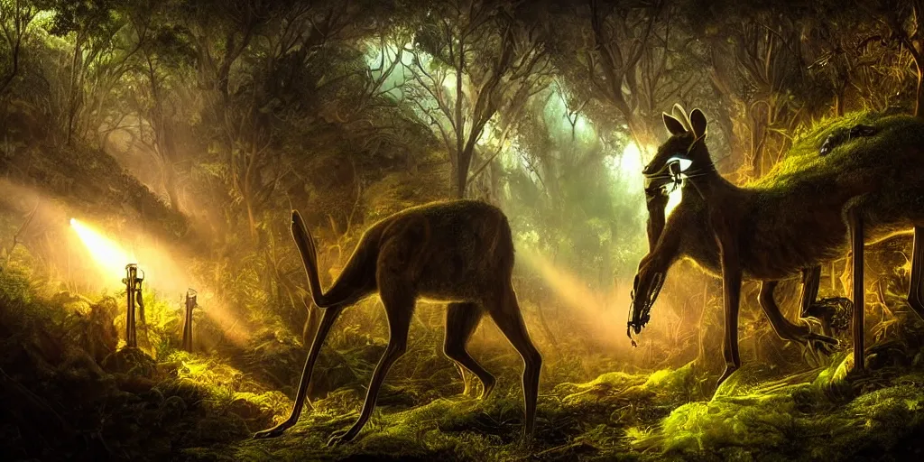 magnificent mechanical steampunk kangaroo looking | Stable Diffusion ...