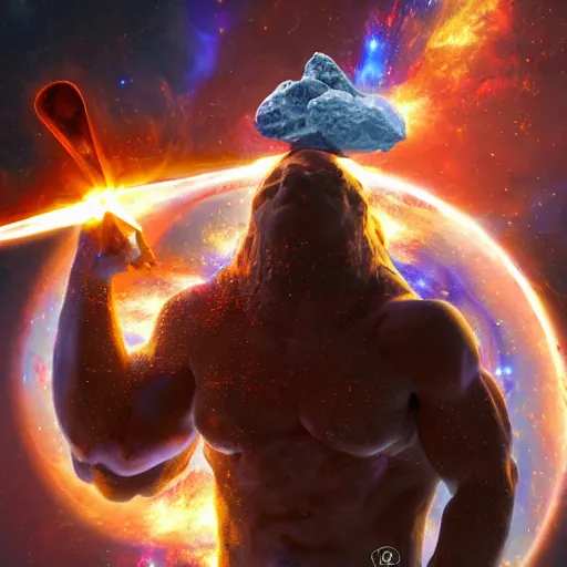 A Cosmic Being forging creation using an hammer and a | Stable ...