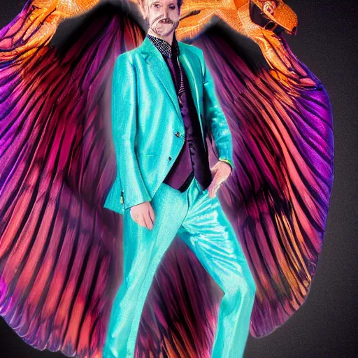 a man with infernal devil wings in an iridescent | Stable Diffusion | OpenArt