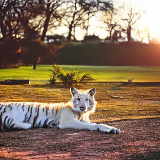 a low angle photo of a half fox half white tiger fox | Stable Diffusion ...