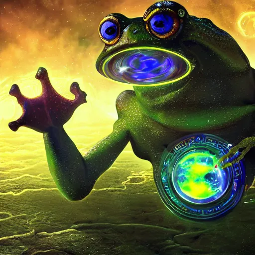 eldritch time frog wizard, centre of time and space | Stable Diffusion ...