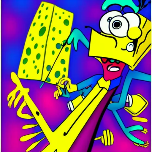 SpongeBob abstract art, avant-garde, bizarre, vibrant, | Stable Diffusion