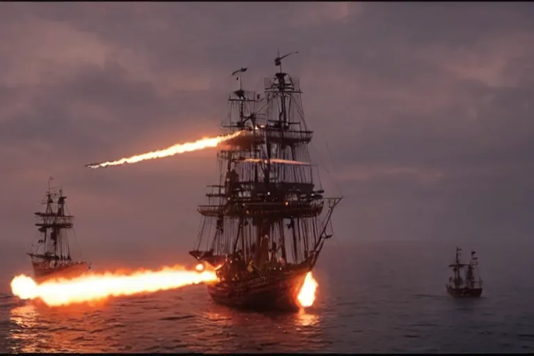 vfx movie pirate ships firing canons 8 5 mm by | Stable Diffusion | OpenArt