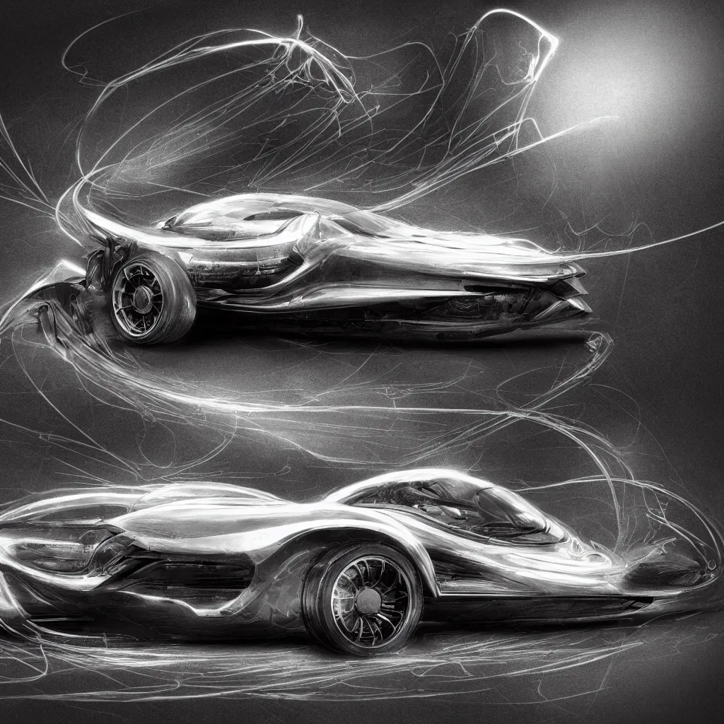 open top sports car shaped as time machine in latent | Stable Diffusion ...