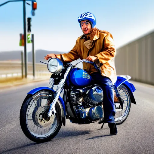 blue heeler as a biker on a bike, portrait | Stable Diffusion | OpenArt