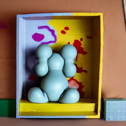 melting Quasimodo kaws toy inside abandoned graffiti | Stable Diffusion ...