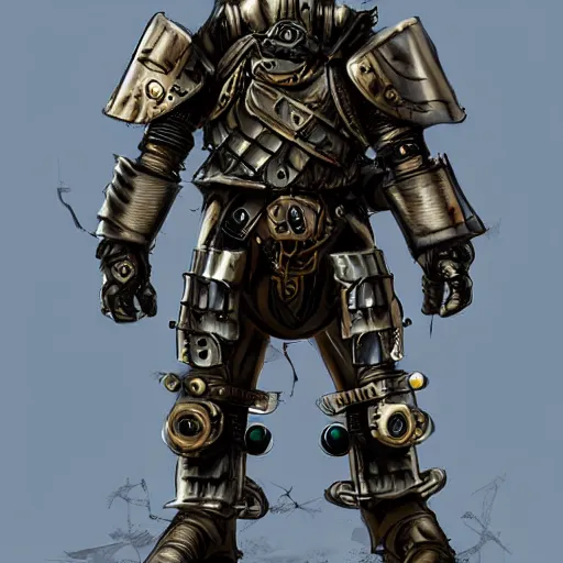 a post-apocalyptic powered armored knight in the style | Stable Diffusion